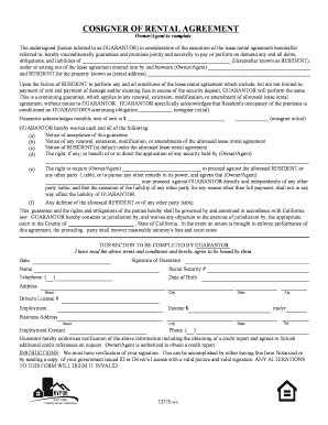 Fillable Online COSIGNER OF RENTAL AGREEMENT - Lashs Rentals Fax Email ...