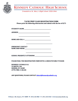 Fillable Online TACHS PREP CLASS REGISTRATION FORM Fax Email Print ...