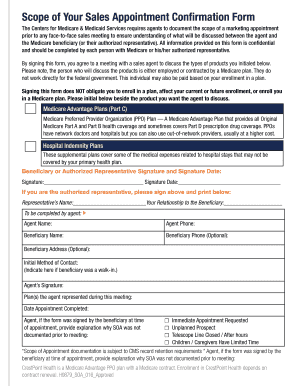 Fillable Online Scope of Your Sales Appointment Confirmation Form Fax ...