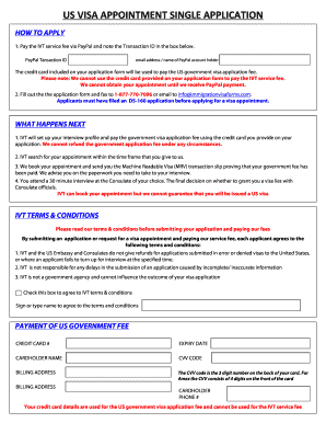 Fillable Online US VISA APPOINTMENT SINGLE APPLICATION Fax Email Print ...
