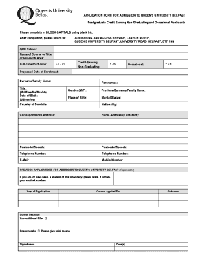 Fillable Online qub ac THE QUEENS UNIVERSITY OF BELFAST - qub ac Fax ...