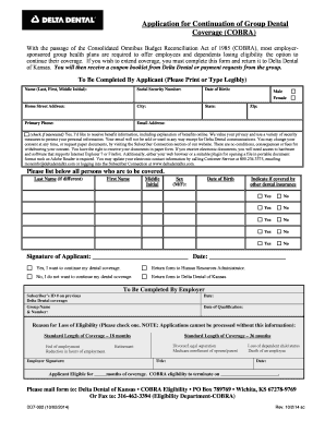 Fillable Online COBRA Continuation Form Fax Email Print - pdfFiller