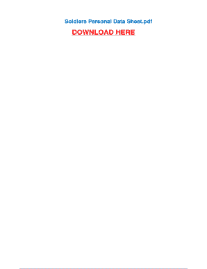 Fillable Online Soldiers Personal Data Sheet - Pdfsdocumentscom Fax ...