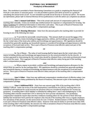 Fillable Online shenpres PASTORAL CALL WORKSHEET - shenpres Fax Email ...