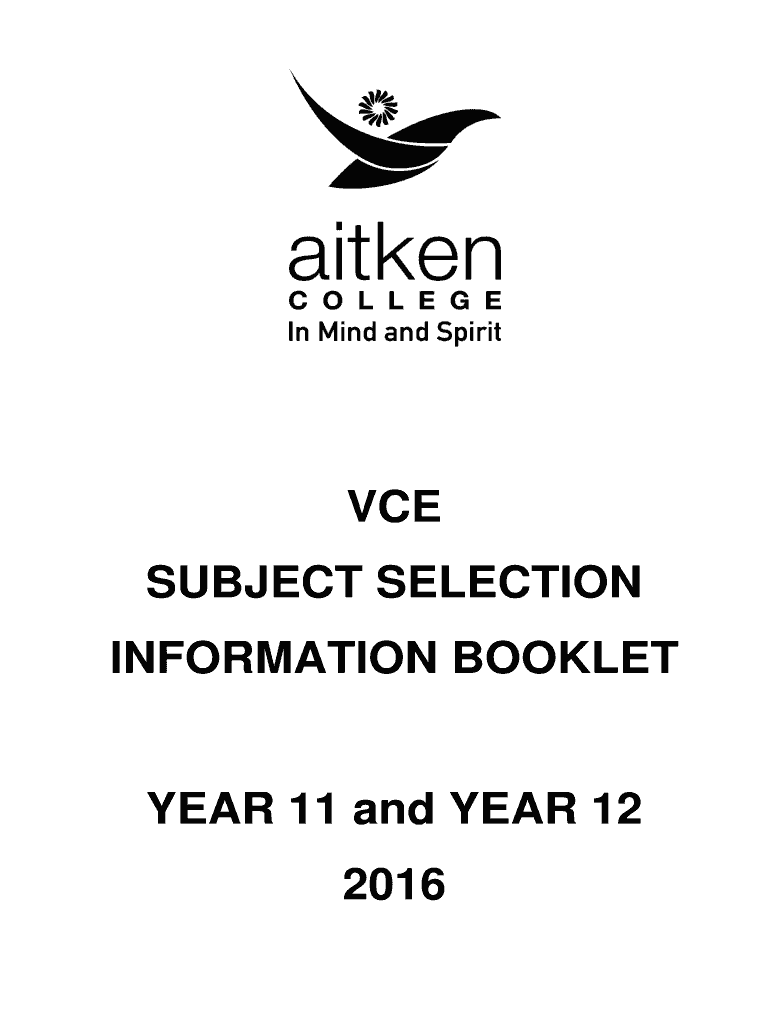 Fillable Online VCE SUBJECT DETAILS Fax Email Print - pdfFiller