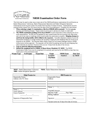 Fillable Online NRSB bExaminationb bOrderb Form Fax Email Print - pdfFiller