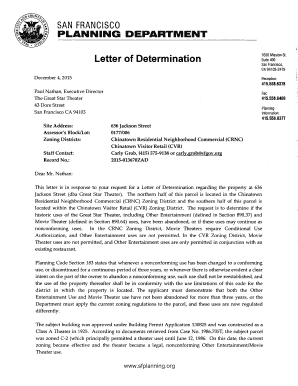 Fillable Online Letter of Determination 1650 Mission St Fax Email Print ...