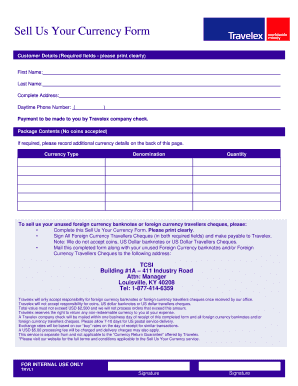 Fillable Online Sell Us Your Currency Form Fax Email Print - pdfFiller