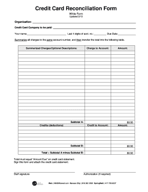 Fillable Online Credit Card Reconciliation Form - Miller Management ...