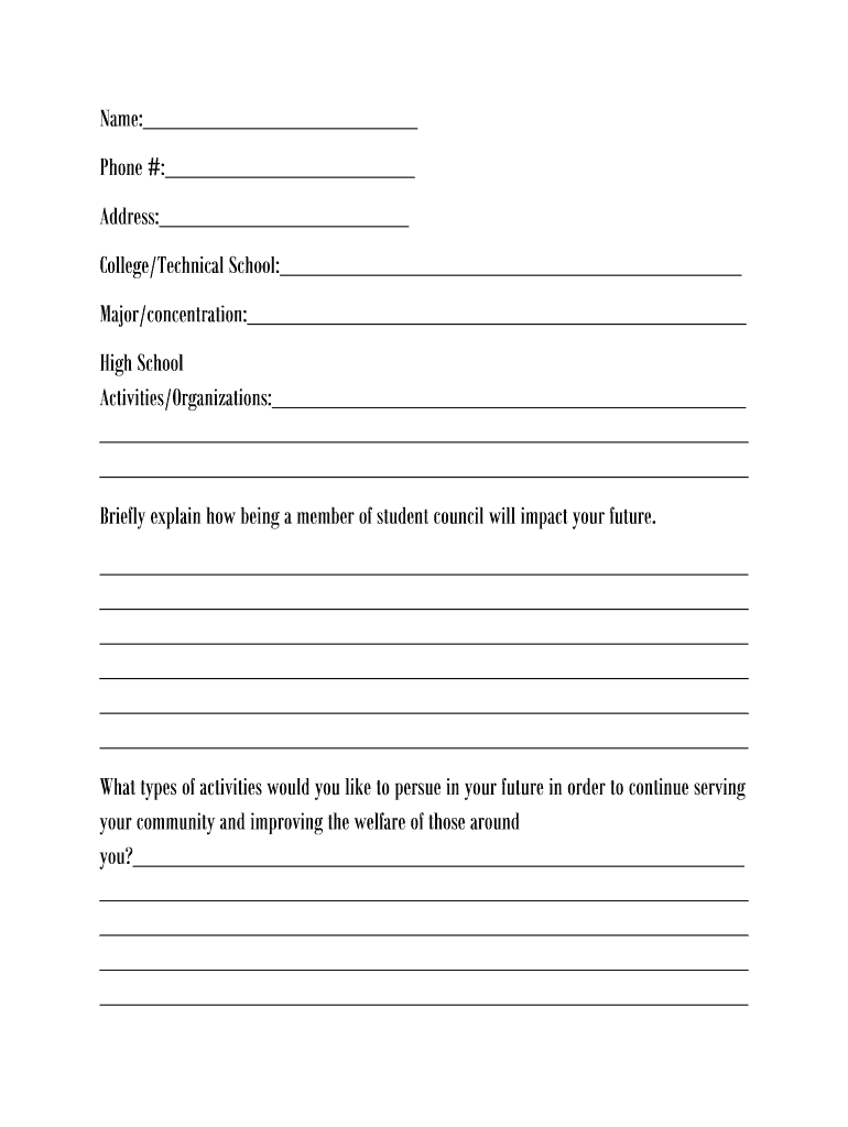 Fillable Online Western Reserve High School Student Council Scholarship ...