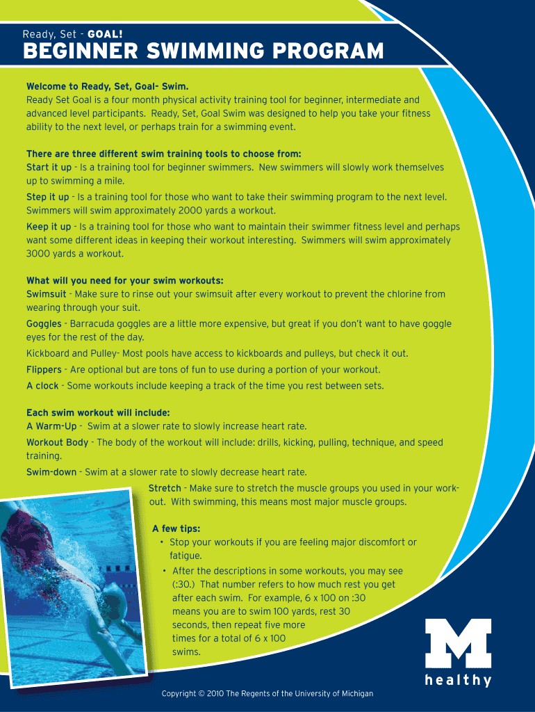 Fillable Online BEGINNER SWIMMING PROGRAM Fax Email Print - pdfFiller
