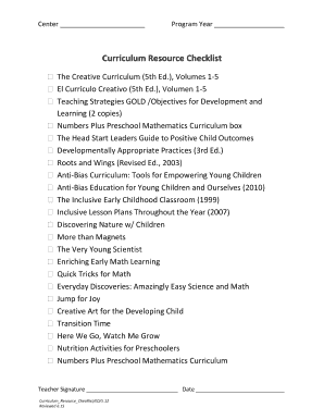 Fillable Online dept-wp nmsu Curriculum Resource Checklist - New Mexico ...
