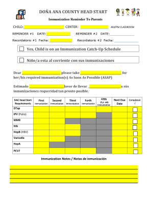 Fillable Online dept-wp nmsu Immunization Reminder To Parents Fax Email ...