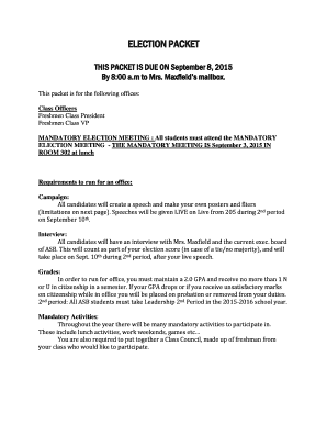 Fillable Online ELECTION PACKET - Palos Verdes High School Fax Email ...