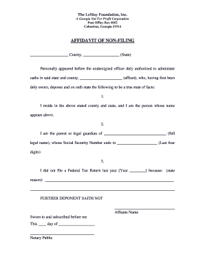 Fillable Online thelemayfoundation Affidavit of Non-Filing - The Lemay ...