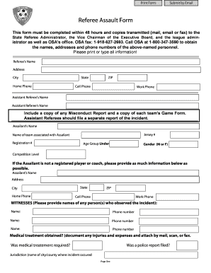 Fillable Online Referee Assault Form - Oklahoma Soccer Fax Email Print ...