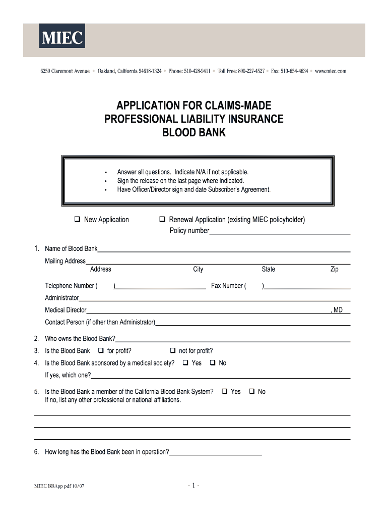 Fillable Online Pre-pdf MIEC Blood Bank Application Fax Email Print ...