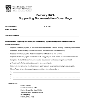 Fillable Online Fairway UWA Supporting Documentation Cover Page Fax ...