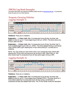 Fillable Online FMCSA Log Book Examples Fax Email Print - pdfFiller