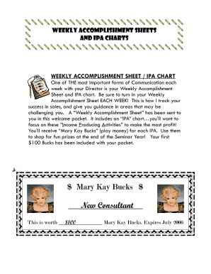 Fillable Online Weekly Accomplishment Sheets And IPA Charts Fax Email ...