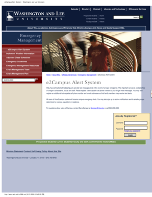 Fillable Online E2Campus Alert System Washington and Lee University Fax ...