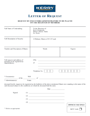 Fillable Online Letter of request kerry Fax Email Print - pdfFiller