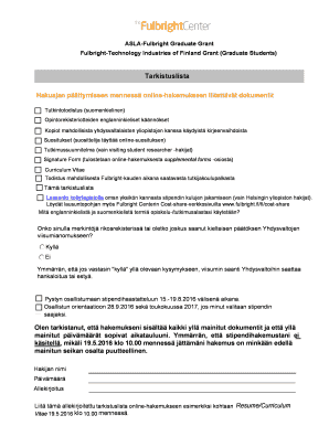 Fillable Online fulbright ASLAFulbright Graduate Grant Fax Email Print - pdfFiller