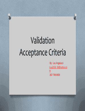 Fillable Online Validation Acceptance Criteria - CBI Fax Email Print ...