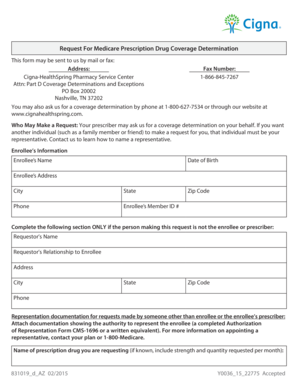 Fillable Online Attn Part D Coverage Determinations and Exceptions Fax ...