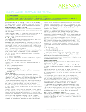 Fillable Online ENCORE LIABILITY ENTERTAINMENT PROPOSAL Important ...