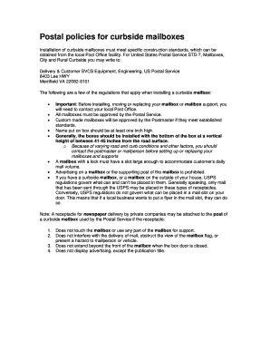 Fillable Online Postal policies for curbside mailboxes Fax Email Print ...