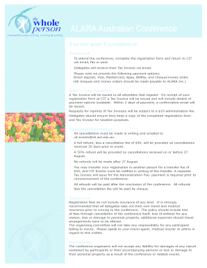 Fillable Online alara net ALARA Australian Conference 2008 Terms and ...