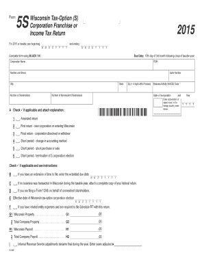 Fillable Online revenue wi 2015 IC-049 Form 5S Wisconsin Tax-Option (S ...