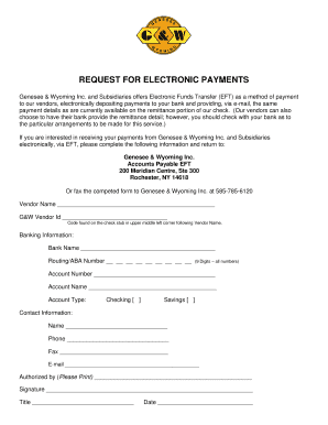 Fillable Online REQUEST FOR ELECTRONIC PAYMENTS Fax Email Print - pdfFiller