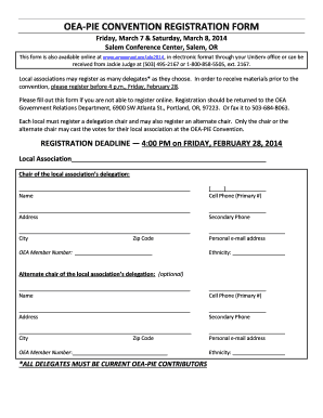 Fillable Online oregoned OEA-PIE CONVENTION REGISTRATION FORM ...