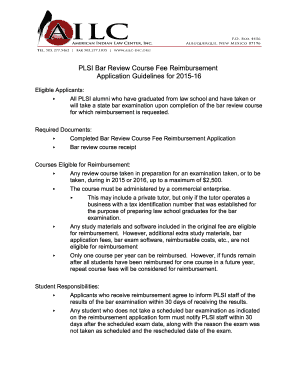 Fillable Online ailc-inc PLSI Bar Review Course Fee Reimbursement ...