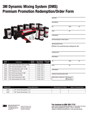 Fillable Online Dynamic Mixing System Redemption Order Form - Hms ...