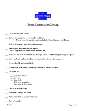 Fillable Online From Contract to Closing checklist rev 7-14-2014pages ...