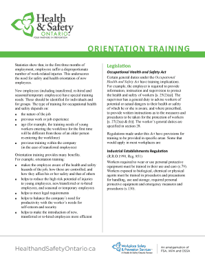 Fillable Online ORIEntatIOn tRaInIng - WSPS Fax Email Print - pdfFiller