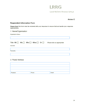 Fillable Online Respondent Information Form - Andy Wightman Fax Email Print - pdfFiller
