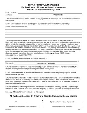 Fillable Online HIPAA Privacy Authorization - RECORD SERVICES Fax Email ...