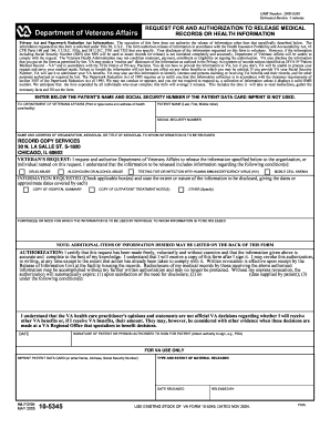 Fillable Online Medical Record - VA and in accordance with the VHA ...