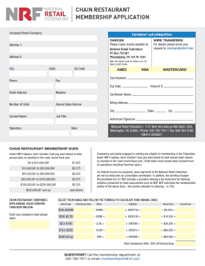 Fillable Online CHAIN RESTAURANT MEMBERSHIP APPLICATION Fax Email Print ...