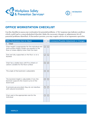 Fillable Online OFFICE WORKSTATION CHECKLIST - wspsca Fax Email Print ...