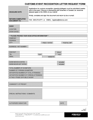Fillable Online Customs Recognition Letter Request - Form - WSPS Fax Email Print - pdfFiller