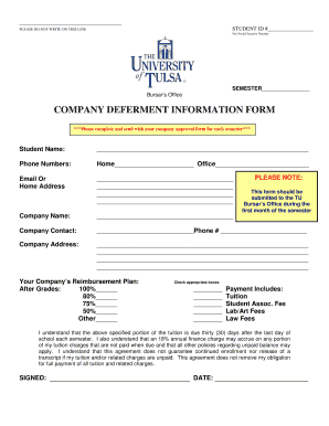 Fillable Online COMPANY DEFERMENT INFORMATION FORM Fax Email Print ...