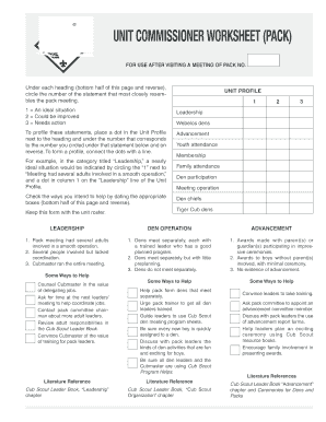 Fillable Online Unit Commissioner Worksheet - Pack Fax Email Print ...