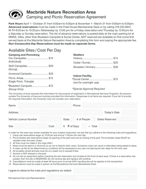 Fillable Online recserv uiowa Macbride Nature Recreation Area ...