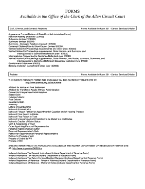 Fillable Online allencountybar FORMS Available in the Office of the ...