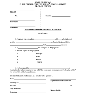 Fillable Online AFFIDAVIT FOR GARNISHMENT NONWAGE Fax Email Print - pdfFiller